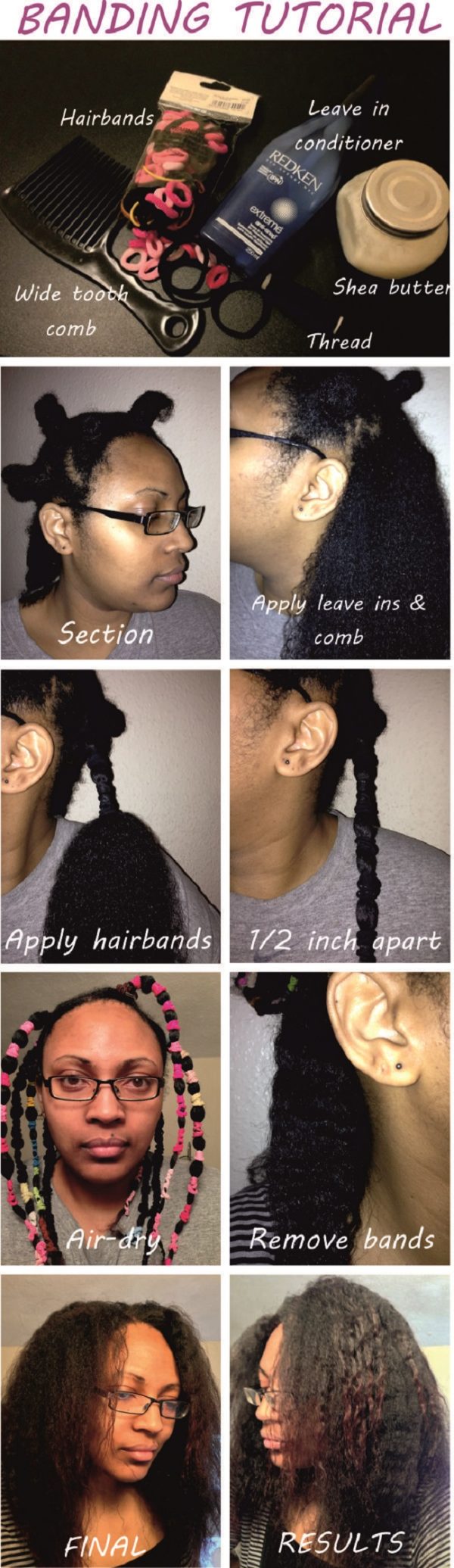 How to stretch natural hair without heat? Banding method – Afroculture.net